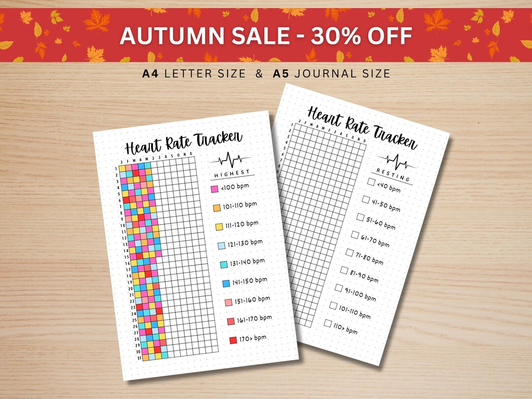 Heart Rate Tracker PRINTABLE Journal Page Heart Rate Monitor Heart Rate ...