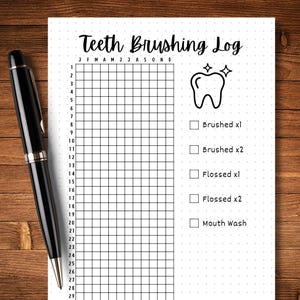 Teeth Brushing Tracker - PRINTABLE Journal Page - Kids Teeth Brushing ...