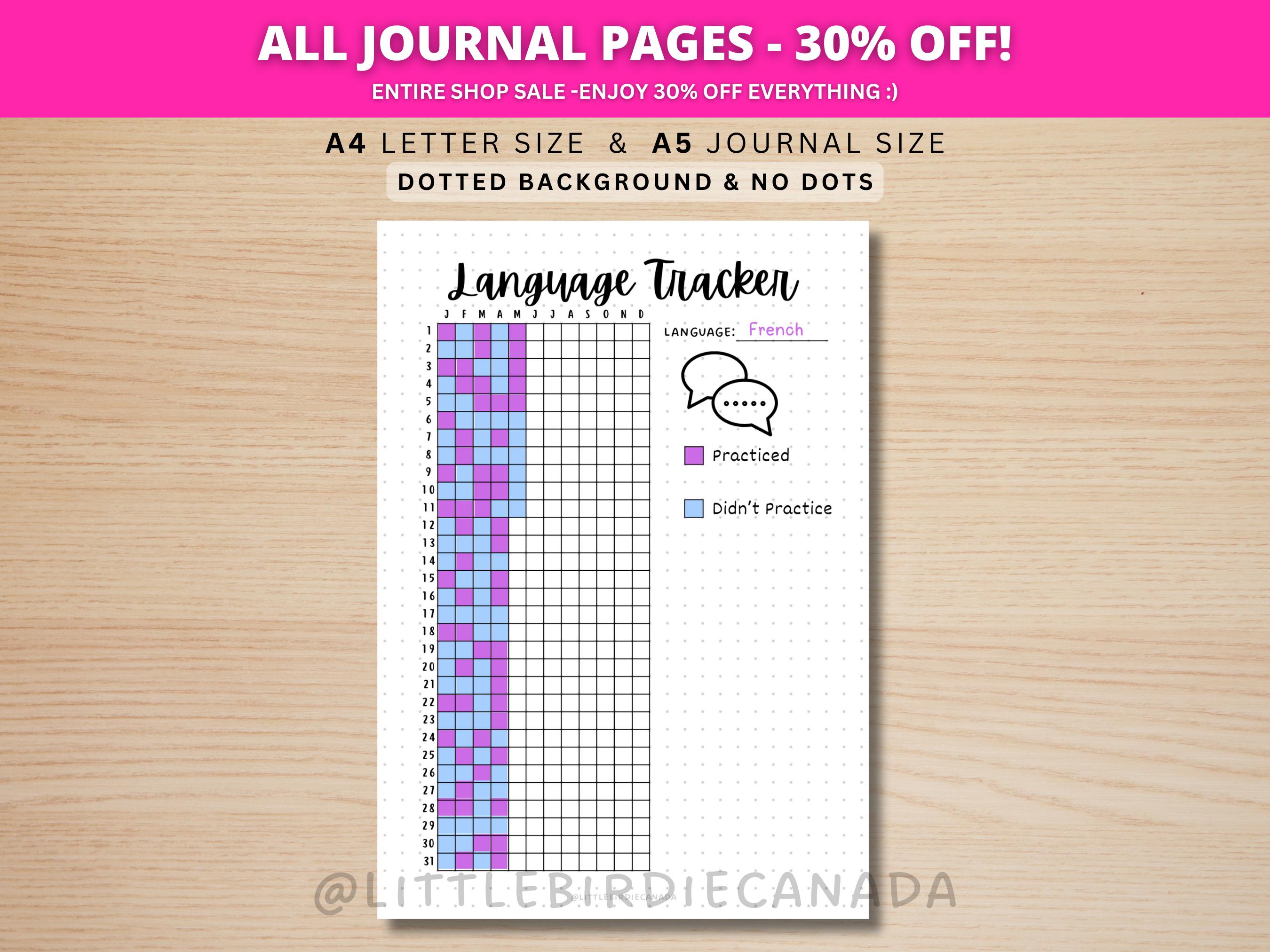 Language Tracker - PRINTABLE Journal Page - Habit Tracker - Learning ...