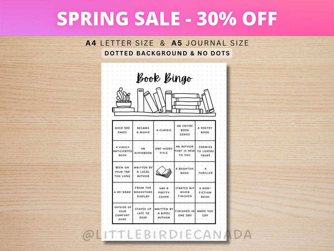 Book Bingo PRINTABLE Journal Page Planner Page Reading Challenge Book ...