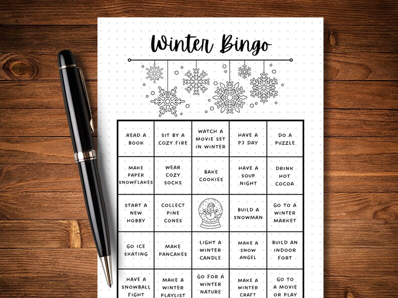 Winter Bingo Game - Winter Activities - PRINTABLE Journal Page ...