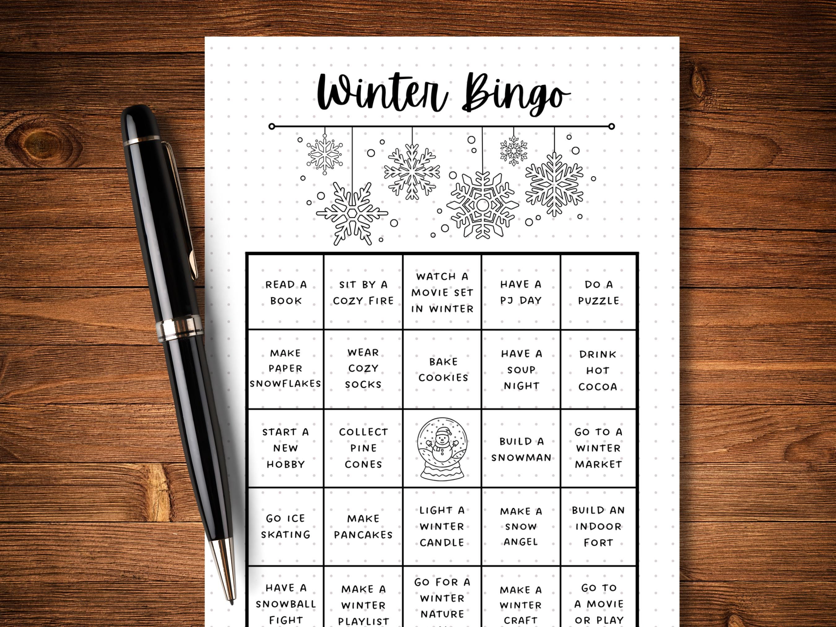 Winter Bingo Game - Winter Activities - PRINTABLE Journal Page ...