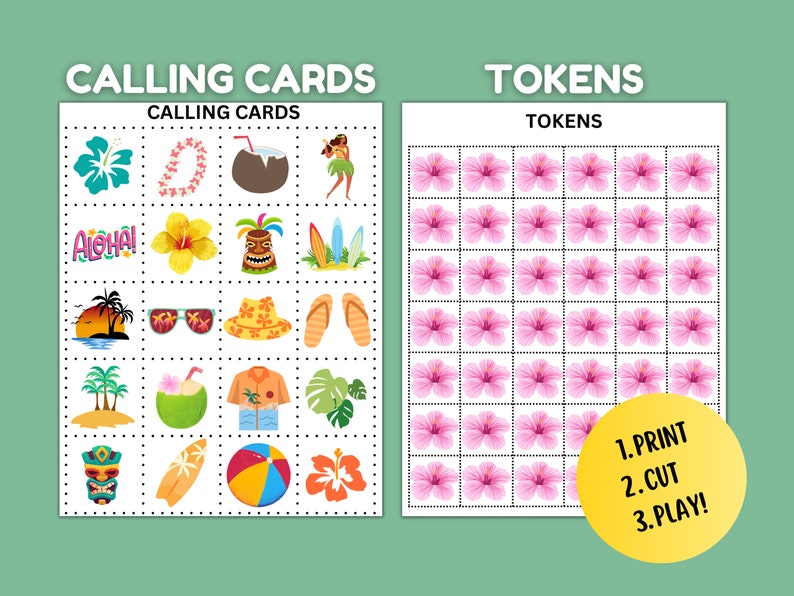 Luau Bingo Cards Hawaiian Bingo Aloha Bingo Luau Party Games - Etsy