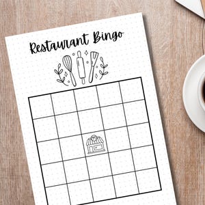 Restaurant Bingo Game - Winter Activities - PRINTABLE Journal Page ...