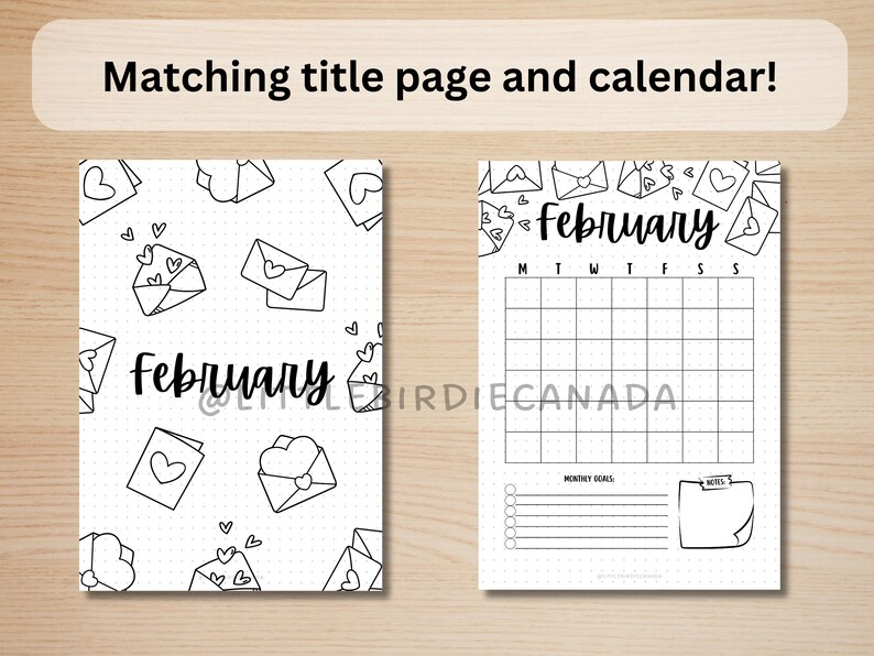February Title Page and Calendar - PRINTABLE Calendar - Love Letter ...