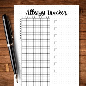 Allergy Tracker - PRINTABLE Journal Page - Track Allergy Symptoms ...