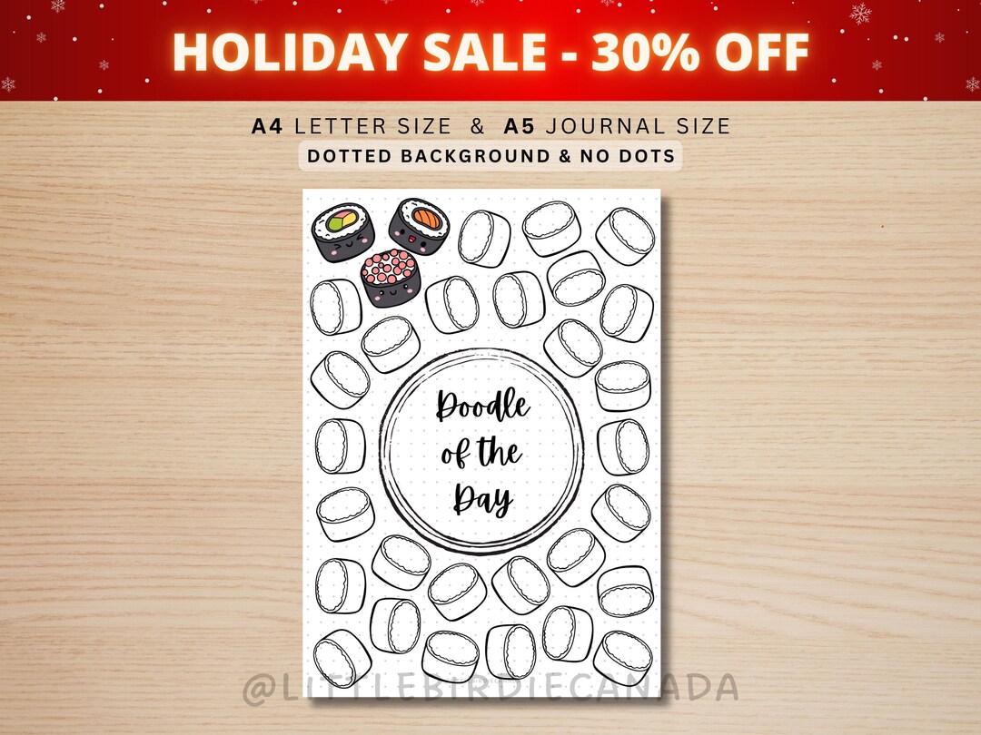 Sushi Doodle of the Day PRINTABLE Journal Page Planner Page Daily ...
