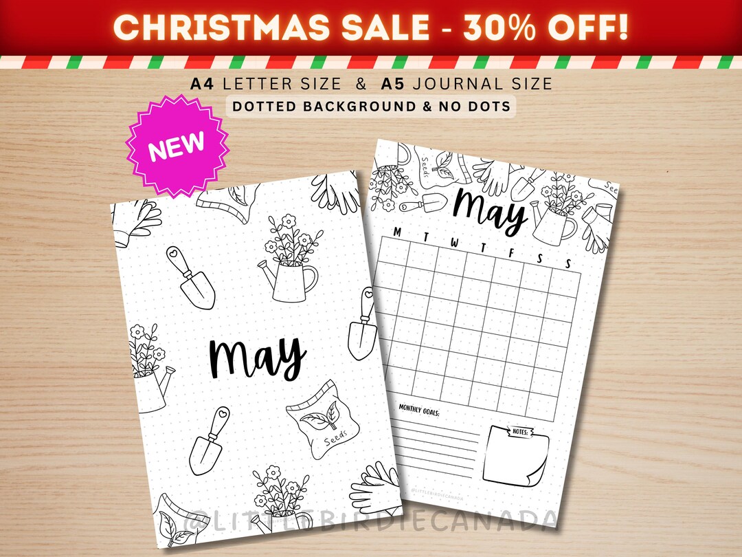 May Title Page and Calendar - PRINTABLE Calendar - Garden Theme ...