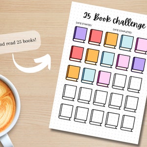 25 Book Reading Challenge - PRINTABLE Journal Page - Reading Tracker ...