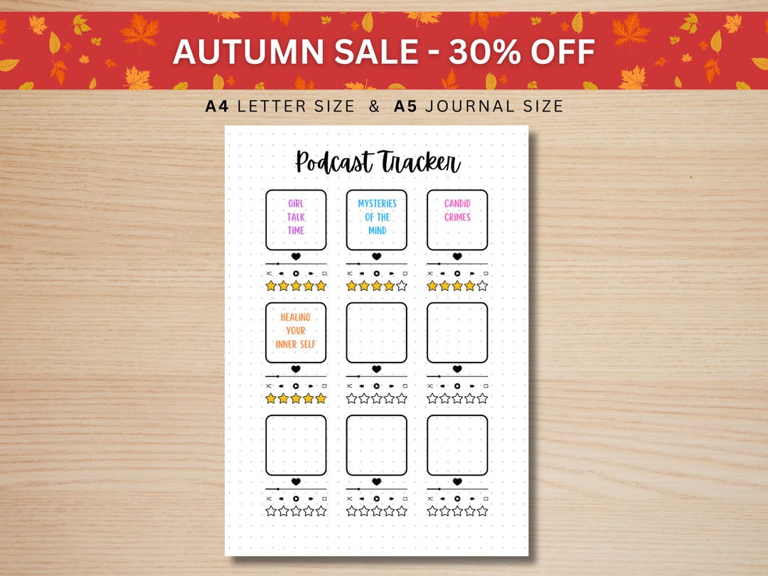 Podcast Tracker PRINTABLE Journal Page Planner Page Monthly Playlist ...