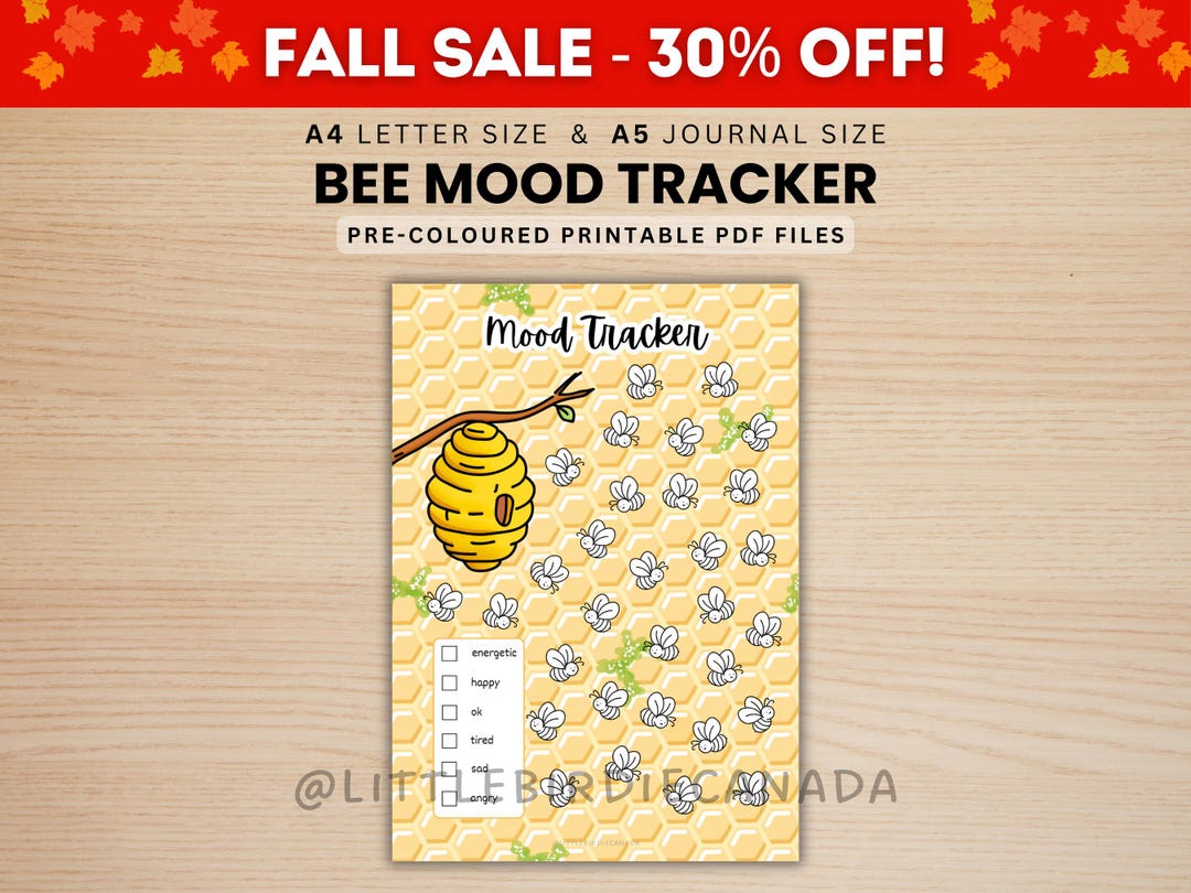 Bee Mood Tracker - PRINTABLE Journal Page - Colored Journal Page - Etsy