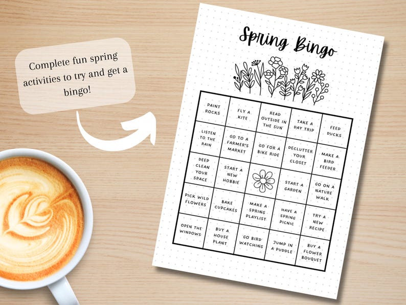 Spring Bingo Game - Spring Activities - PRINTABLE Journal Page ...