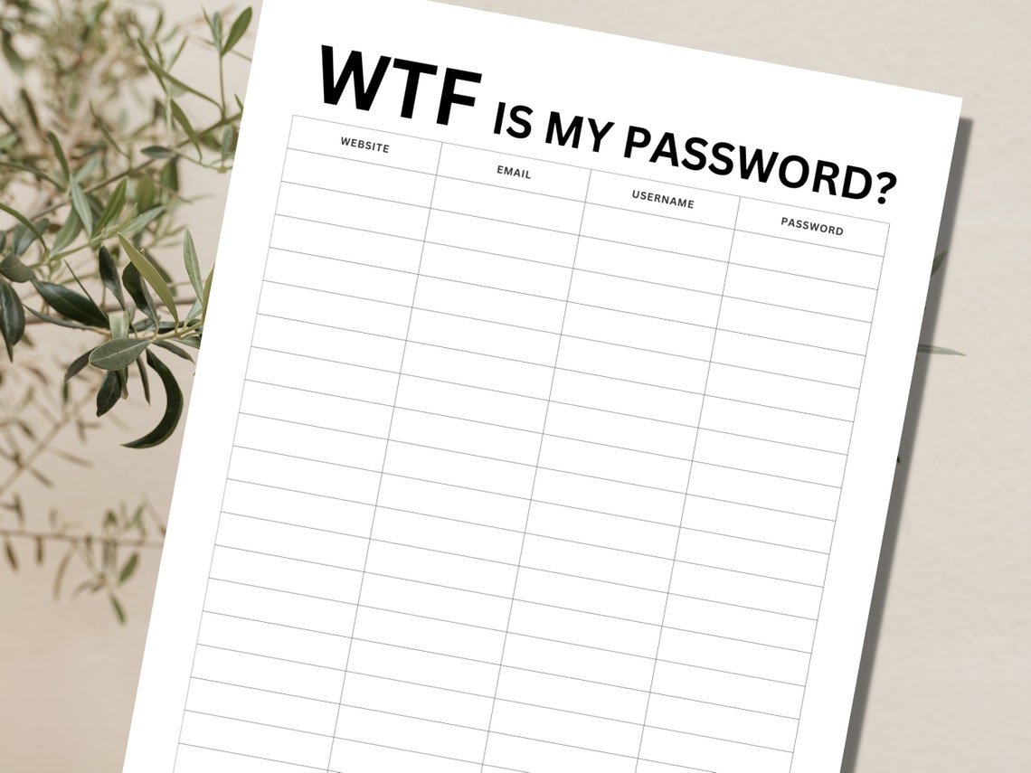WTF is My Password Tracker - Password Log - Password Organizer ...