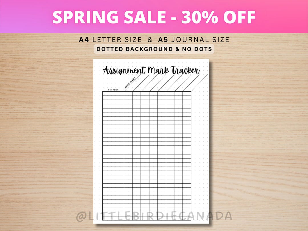 Assignment Mark Tracker - PRINTABLE Teacher Planner Page - Grade ...