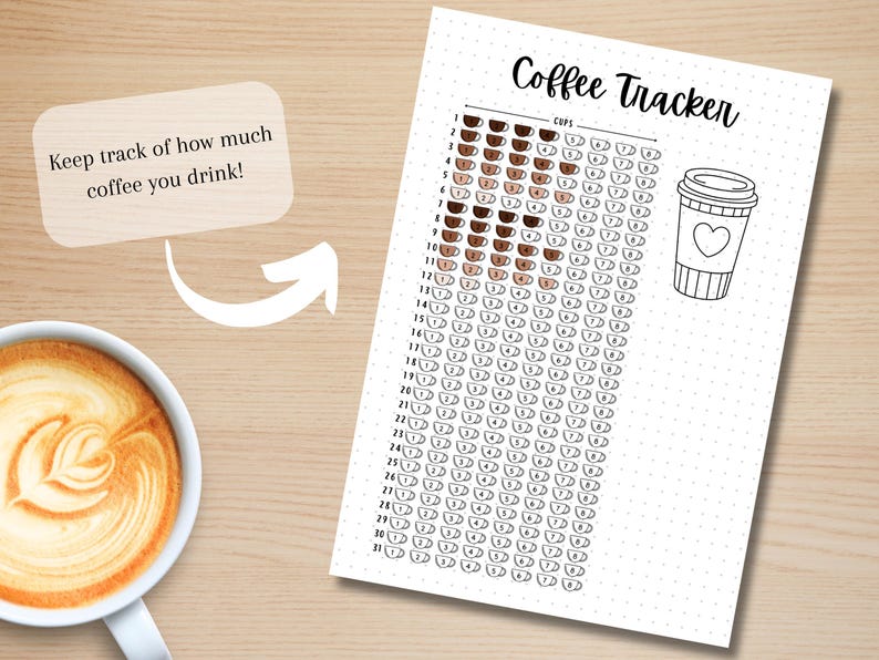 Coffee Tracker - PRINTABLE Journal Page - Planner - Health Tracker ...