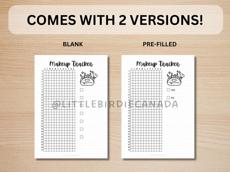 Makeup Tracker - PRINTABLE Journal Page - Track Makeup - Skincare ...
