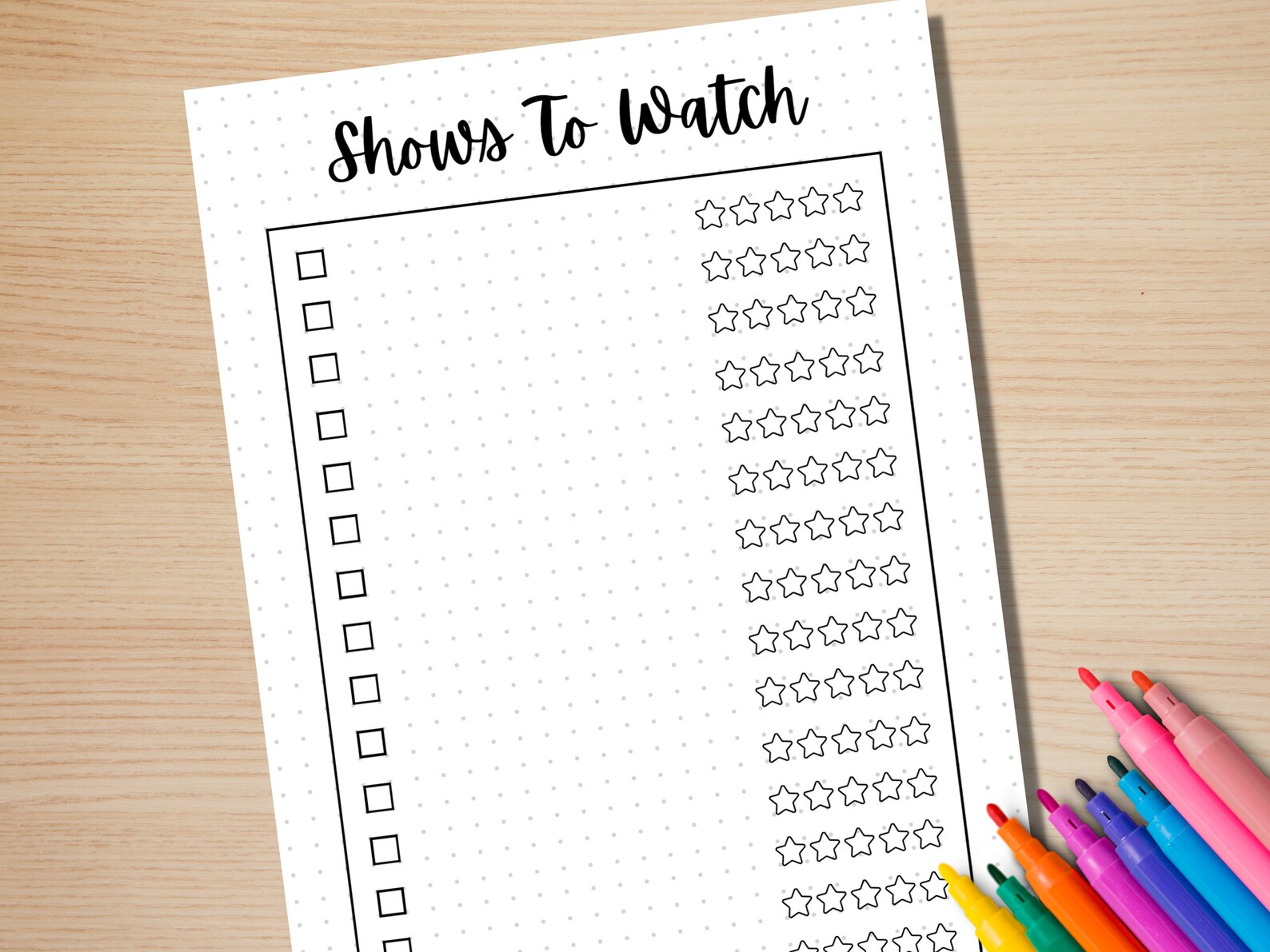 Show to Watch - PRINTABLE Journal Page - Planner Page - Printable ...