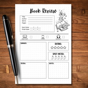 Book Review - PRINTABLE Journal Page - Planner Page - Bookclub Book ...