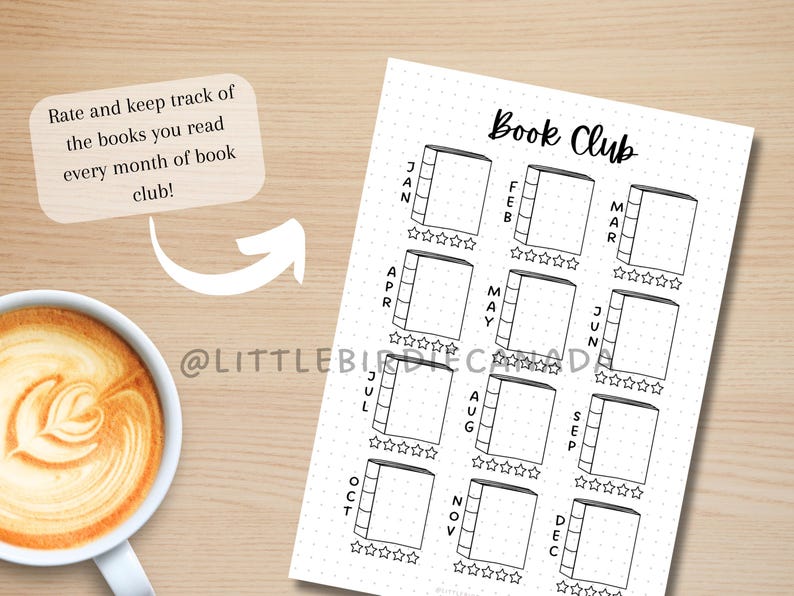 Book Club Book Tracker - PRINTABLE Journal Page - Book Club - Reading ...