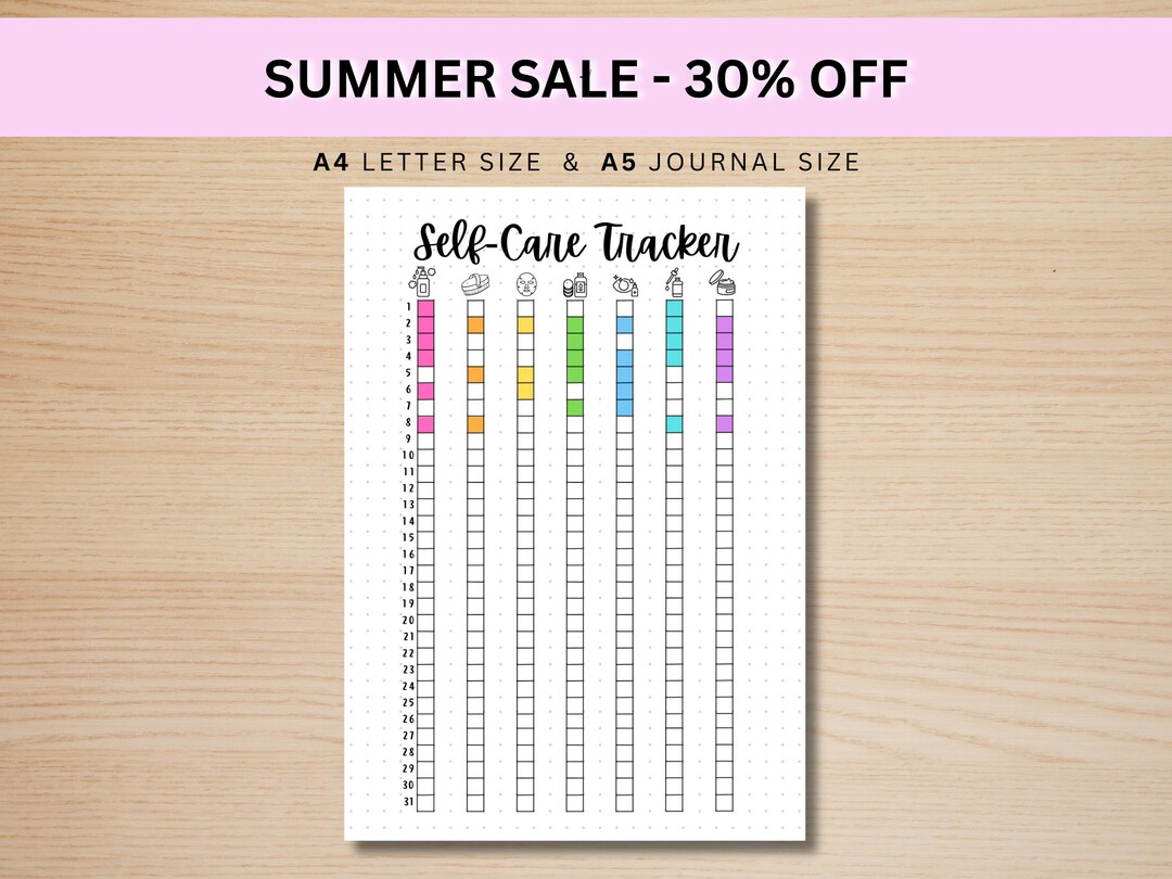Self Care Tracker PRINTABLE Journal Page Planner Page Monthly Tracker ...