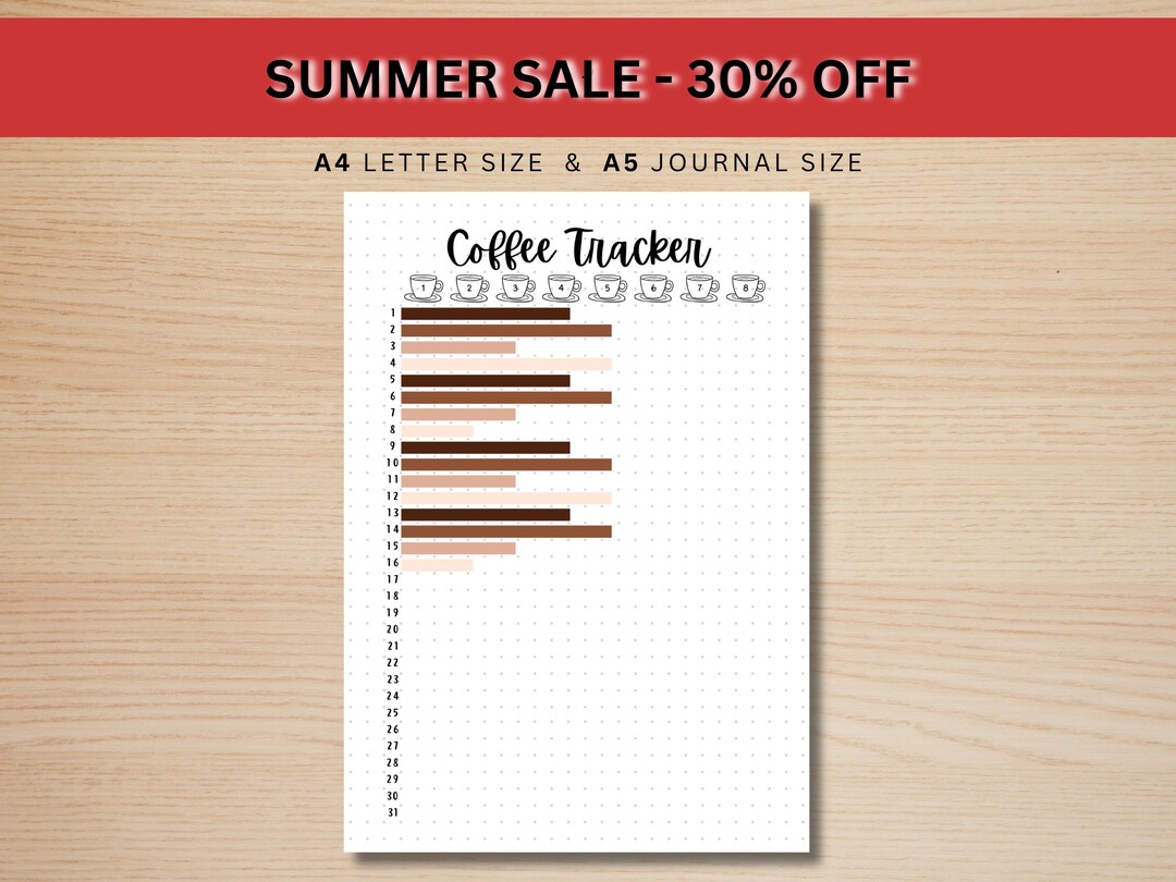 Coffee Tracker PRINTABLE Journal Page Planner Health Tracker Caffeine ...