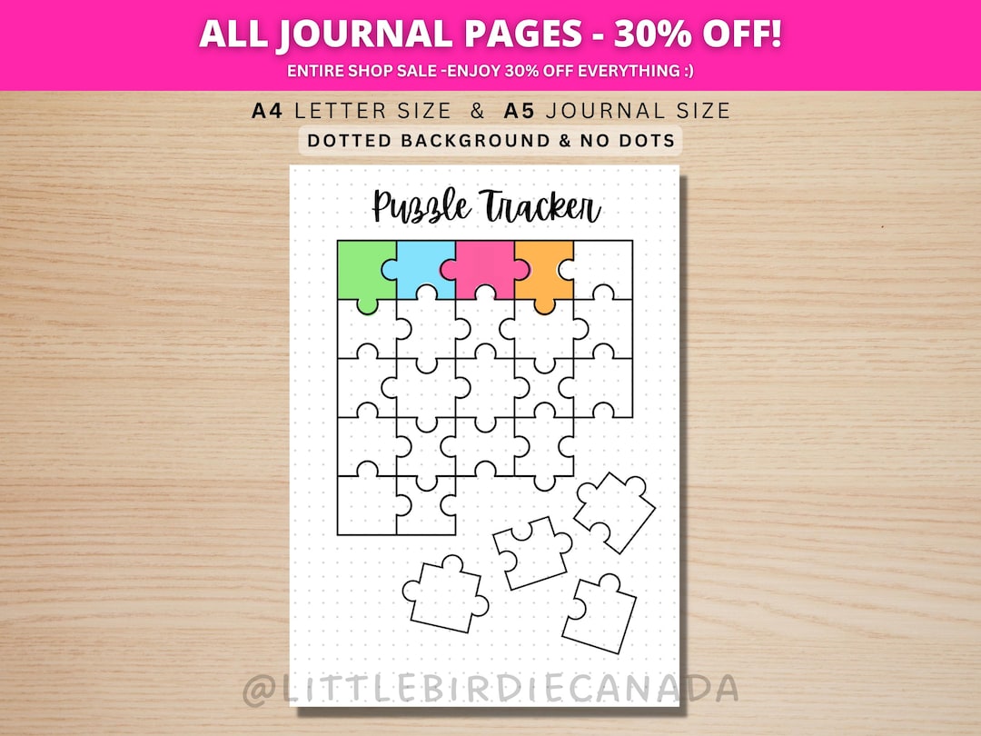 Puzzle Tracker - PRINTABLE Journal Page - Planner Page - Habit Tracker ...