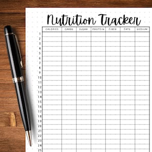 Nutrition Tracker - PRINTABLE Journal Page - Planner Page - Food ...