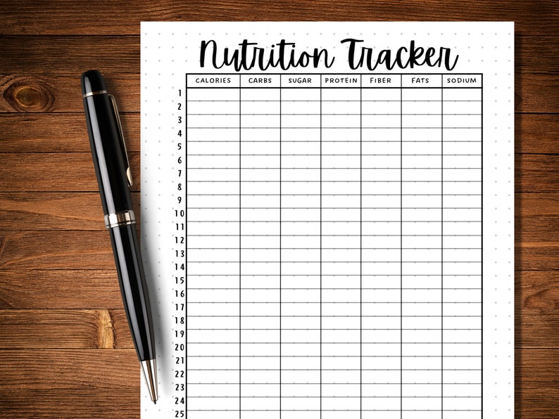 Nutrition Tracker - PRINTABLE Journal Page - Planner Page - Food ...