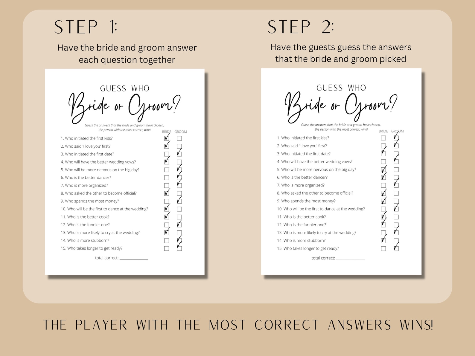 Guess Who Bride Groom Game Minimalist Bridal Shower Game Bride or Groom ...