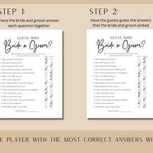Guess Who Bride Groom Game Minimalist Bridal Shower Game Bride or Groom ...