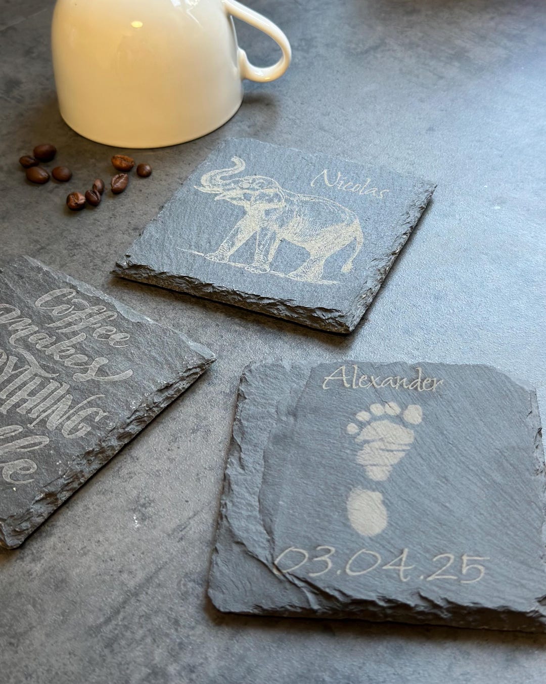 Individual Slate Coaster With Engraving - Etsy