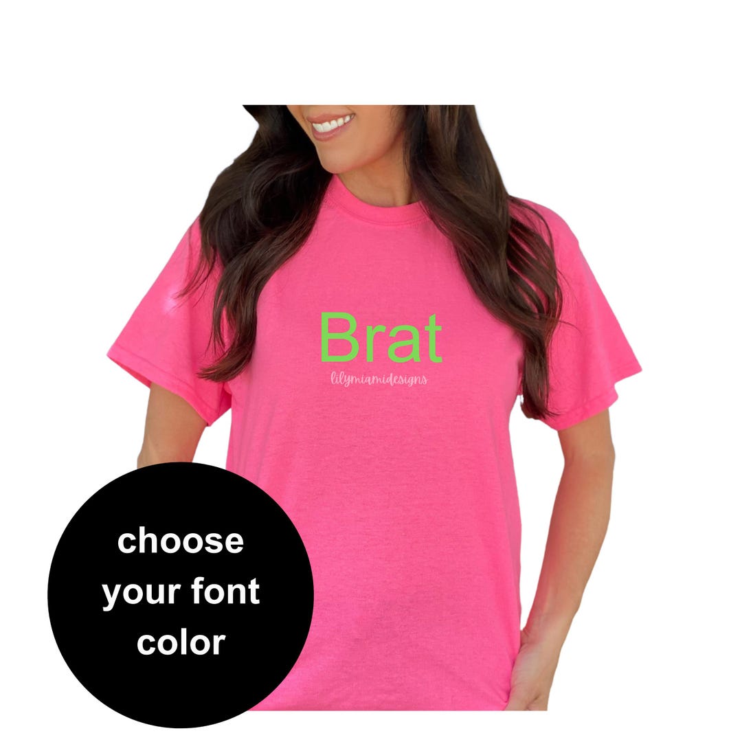 Neon "brat" Graphic T-shirt: Custom Color Cotton Tee - Etsy