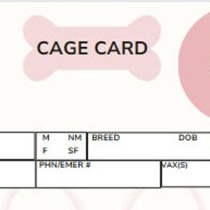 Kennel Card, Cage Card, Pet Care Card, Kennel Card With Photo, Dog ...