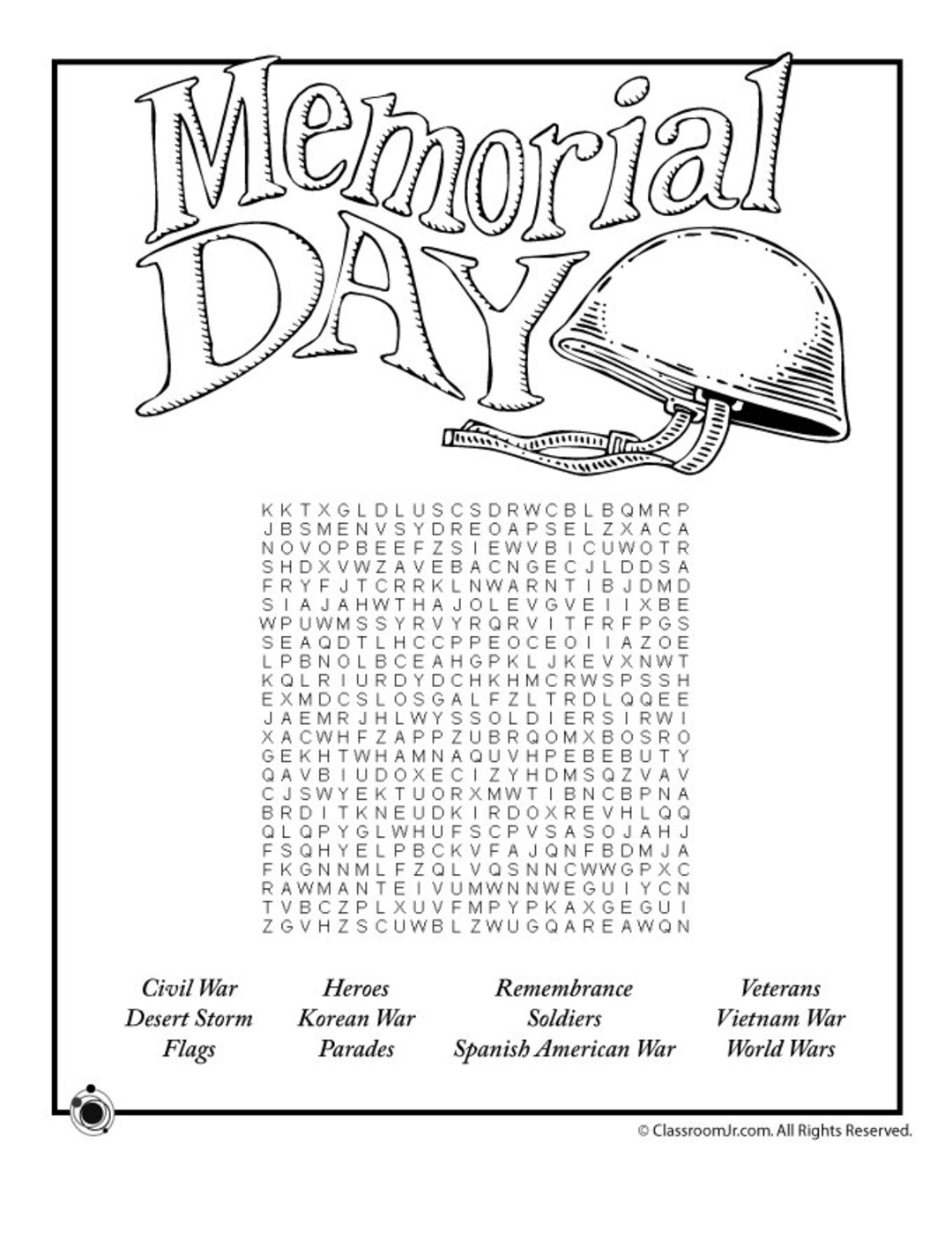 Memorial Day Word Search - Etsy