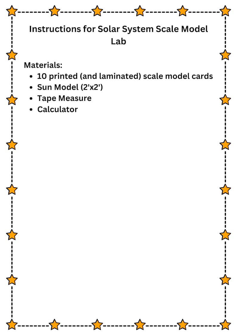 Solar System Scale Model Lab Activity Digital Download for Science ...