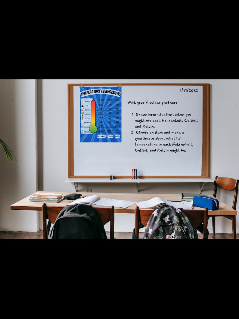 Temperature Conversions Anchor Chart Digital Download Poster for ...