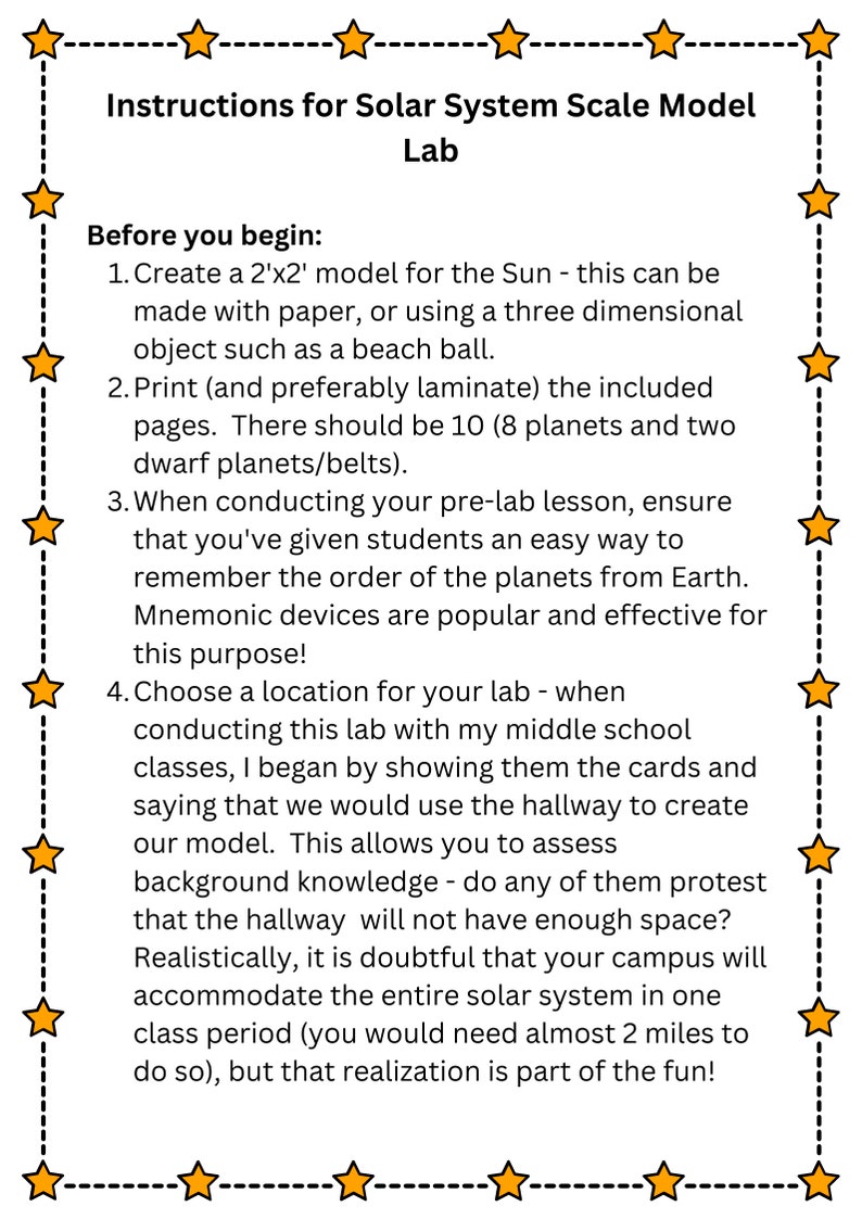 Printable Solar System Scale Model – Classroom Science Activity for ...