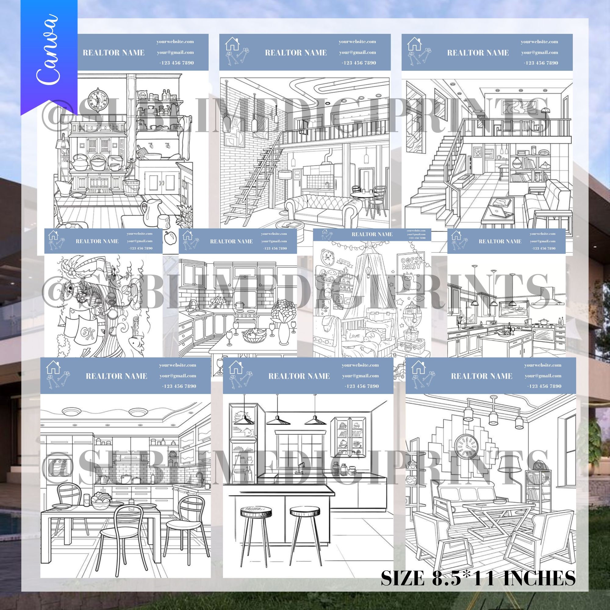 10 Coloring Activity Sheets, Open House Coloring Sheet, Real Estate ...