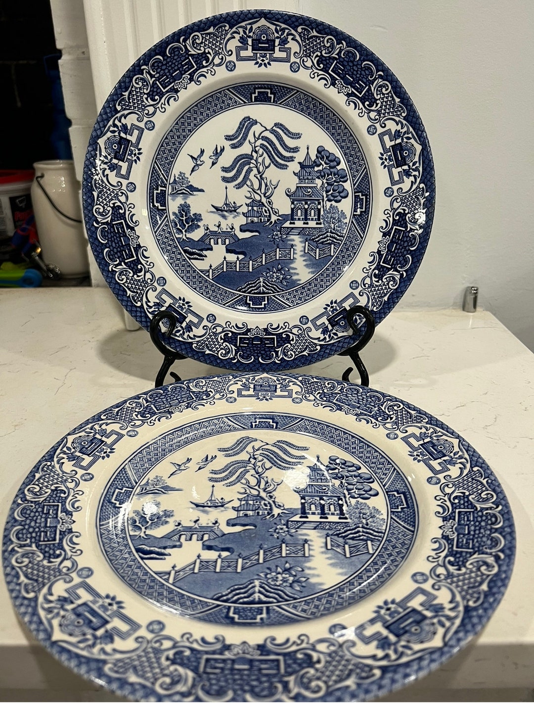 Vintage Blue Willow English Ironstone 8 Dinner Plates - Etsy