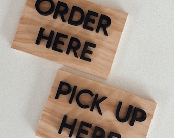 Order Here Sign Pick up Here Sign Pay Here Sign for Business Wooden ...