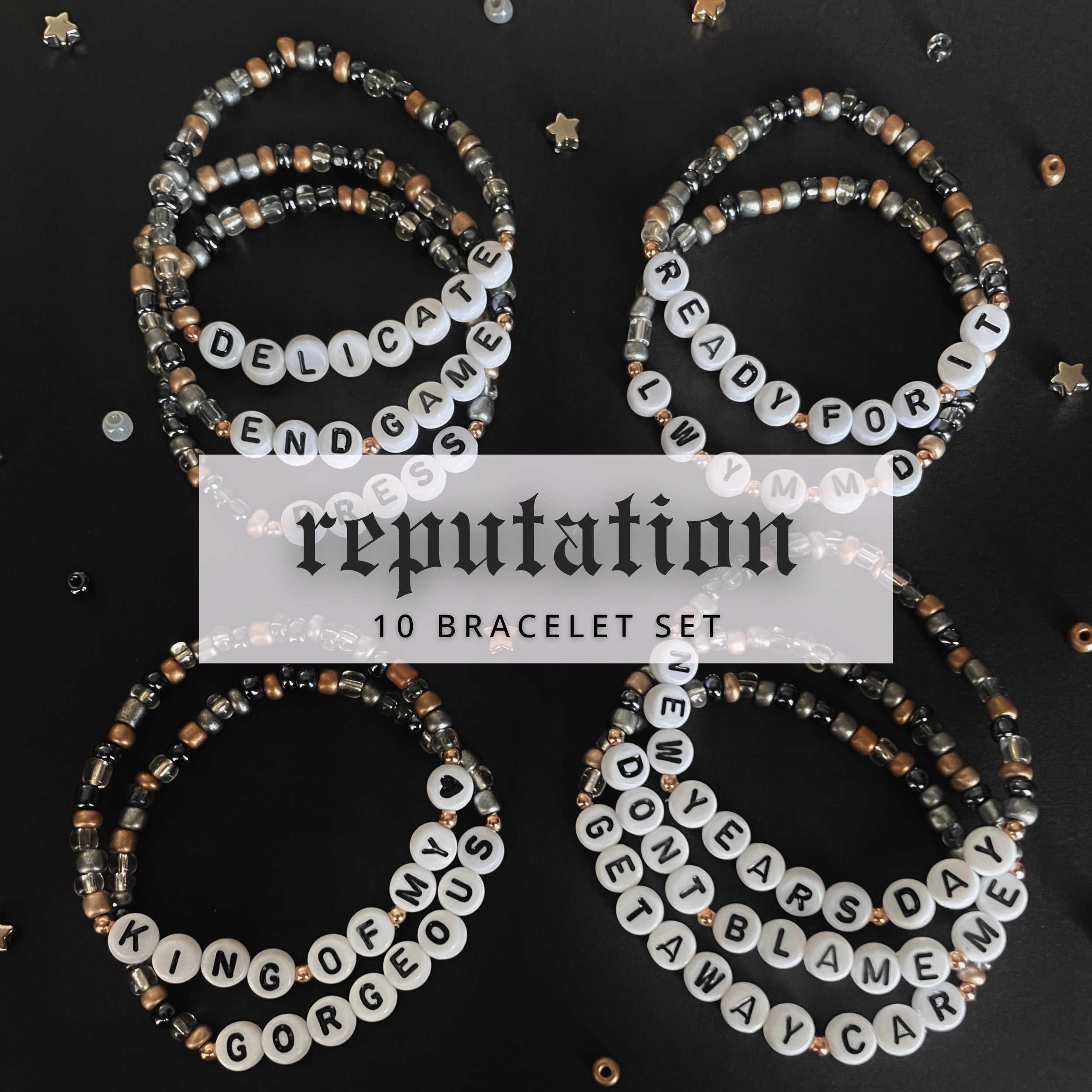 ERAS TOUR REPUTATION Friendship Bracelets Set of 10 Bracelets Swiftie ...