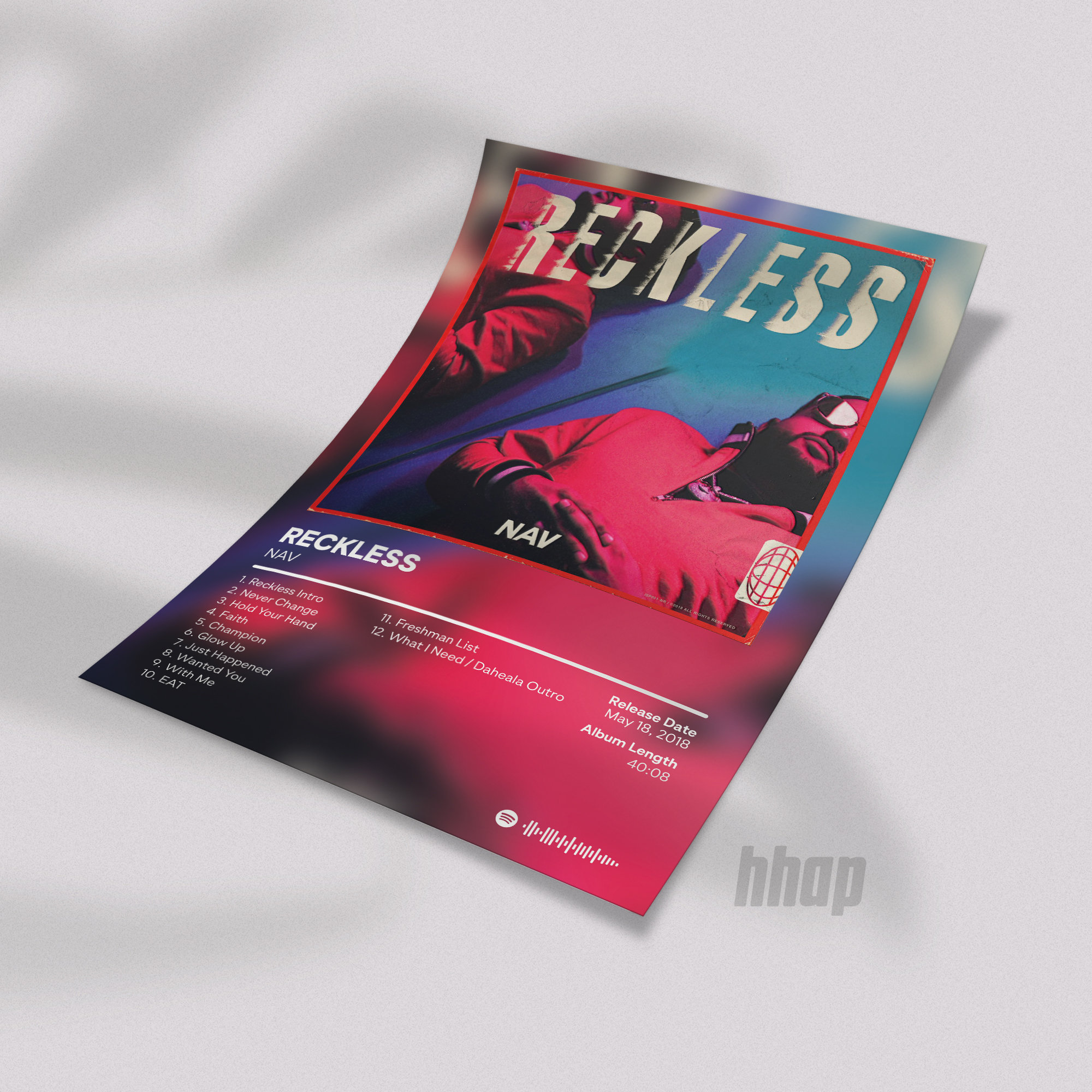 NAV - Reckless - Album Cover Poster , Hip Hop Album sold by Brian ...