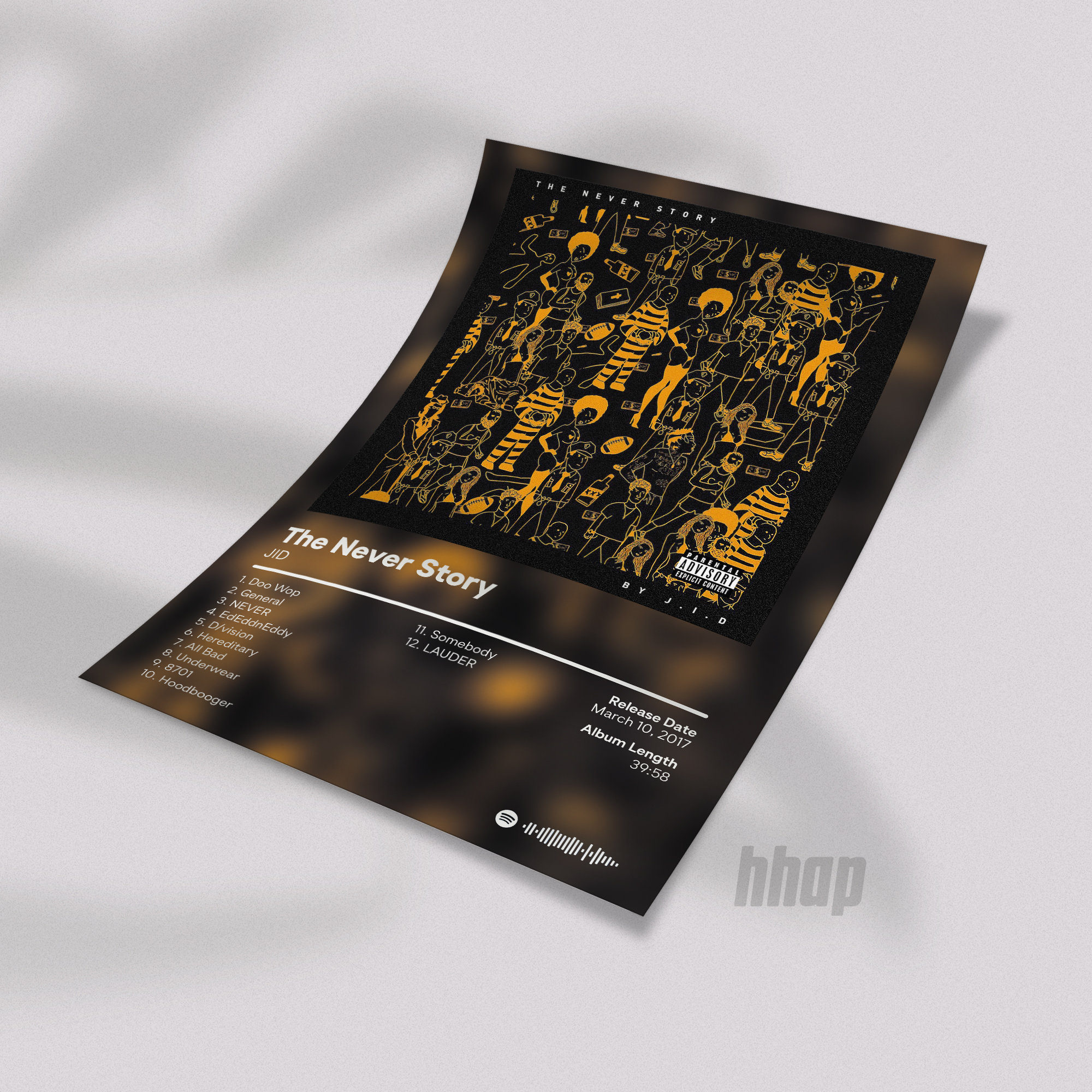 JID - The Never Story - Album Cover Poster - Jid Print - Hip Hop Wall ...