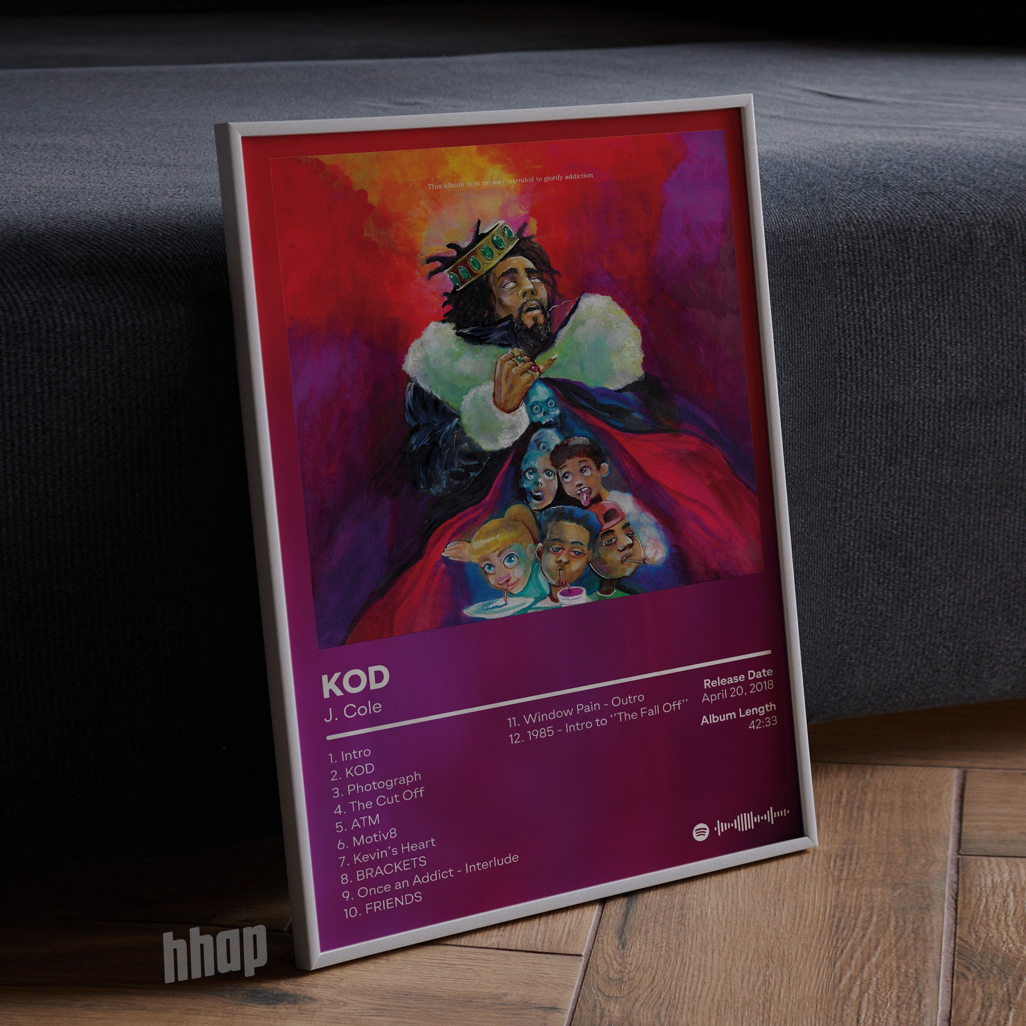 J Cole - KOD - Custom Album Poster - Hip Hop Wall Art - Album Poster ...