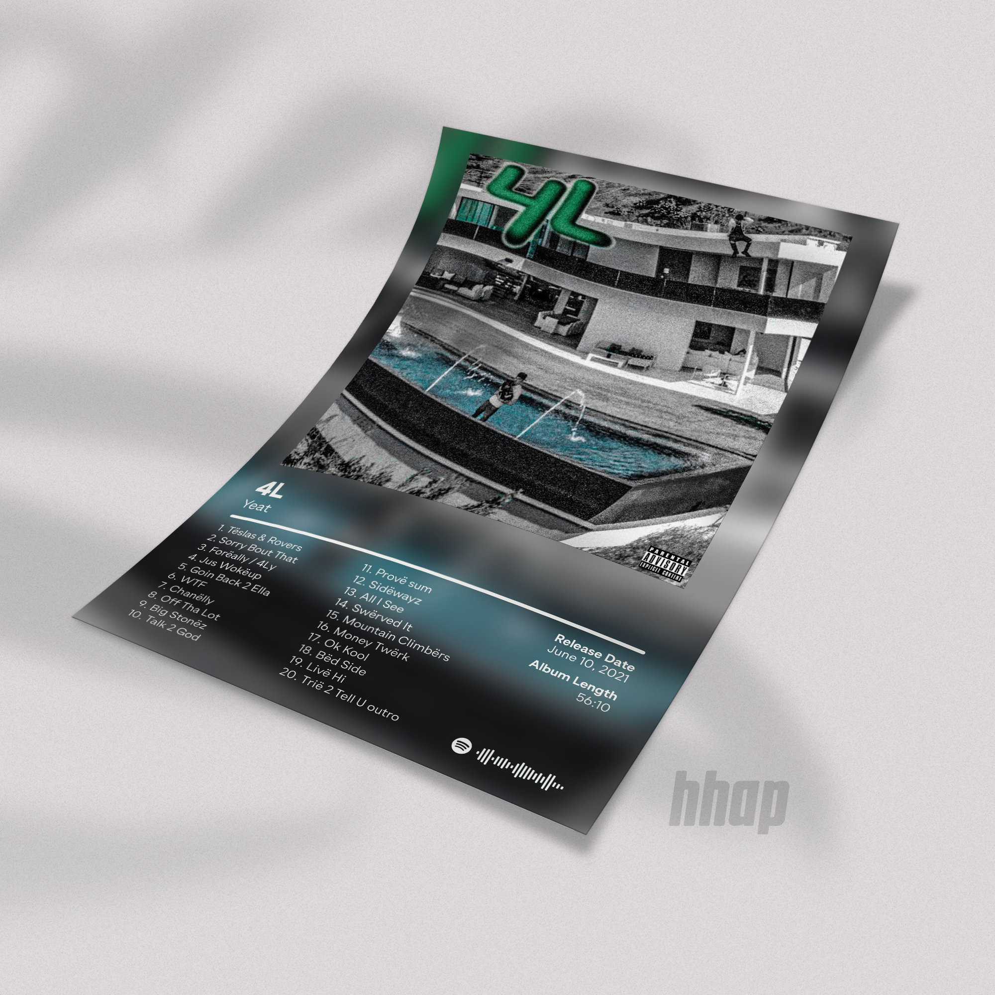 Yeat - 4L - Album Cover Poster - Yeat Rapper Print