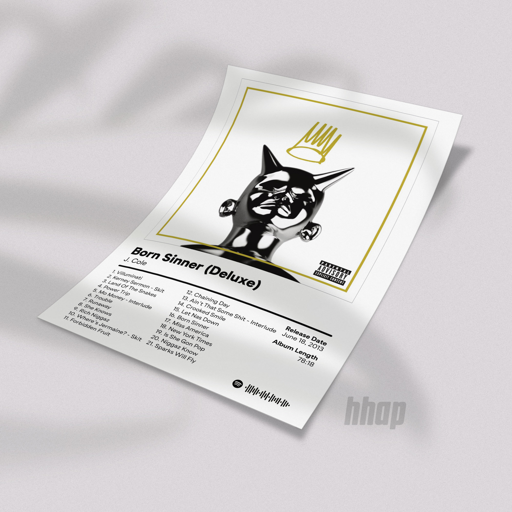 J Cole - Born Sinner Deluxe - Album Cover Poster by Eduardo Campos ...