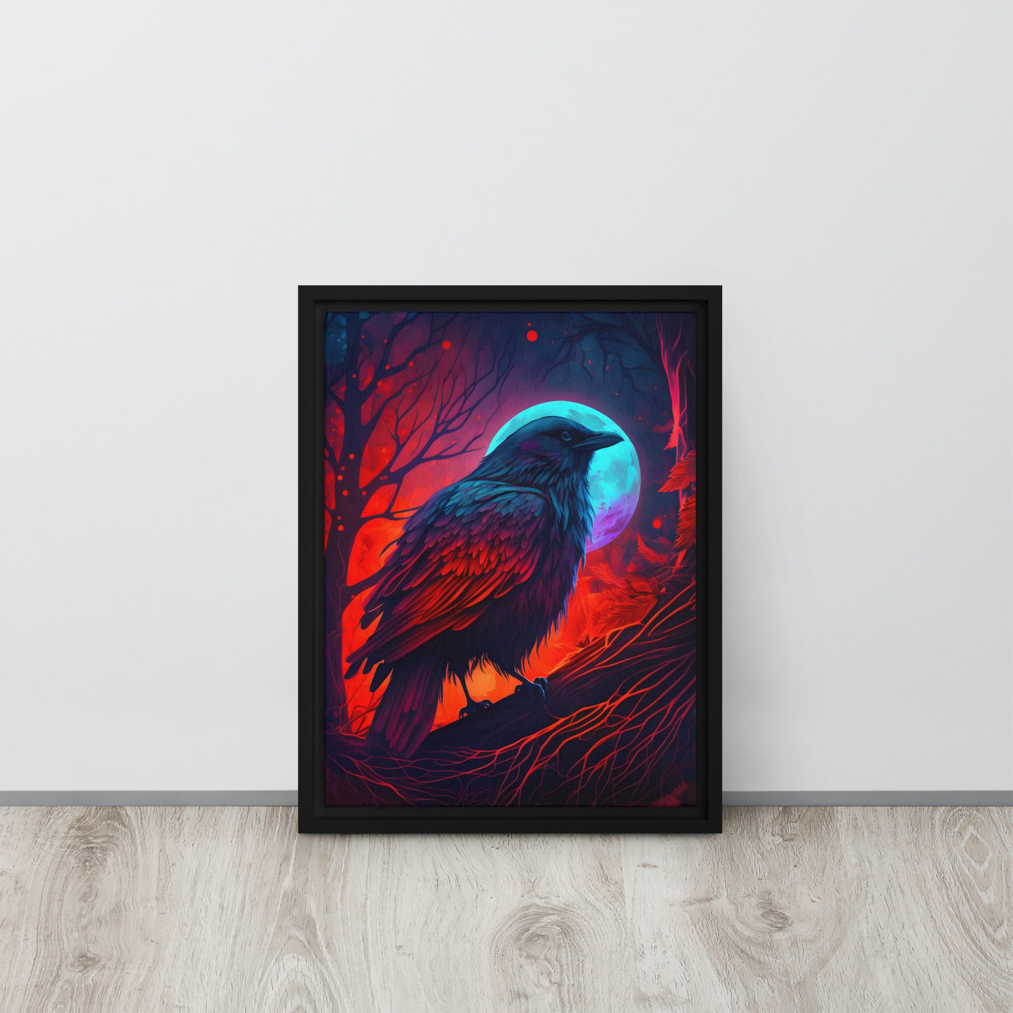 Raven in the Forrest by Night, Colorful, Raven in the Forest at Night ...