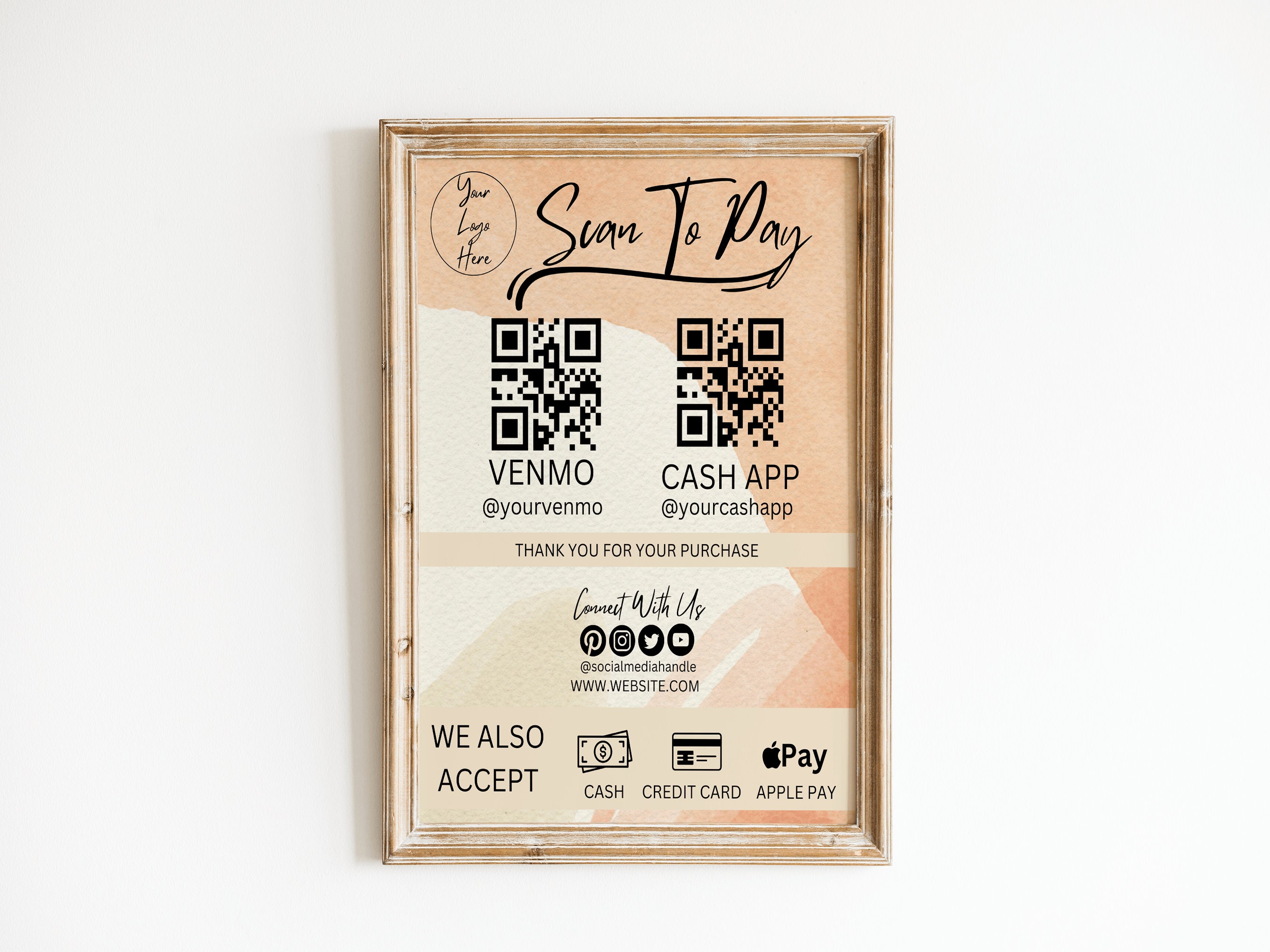 Scan to Pay Sign Cashapp Venmo Scan to Pay Template Scan - Etsy