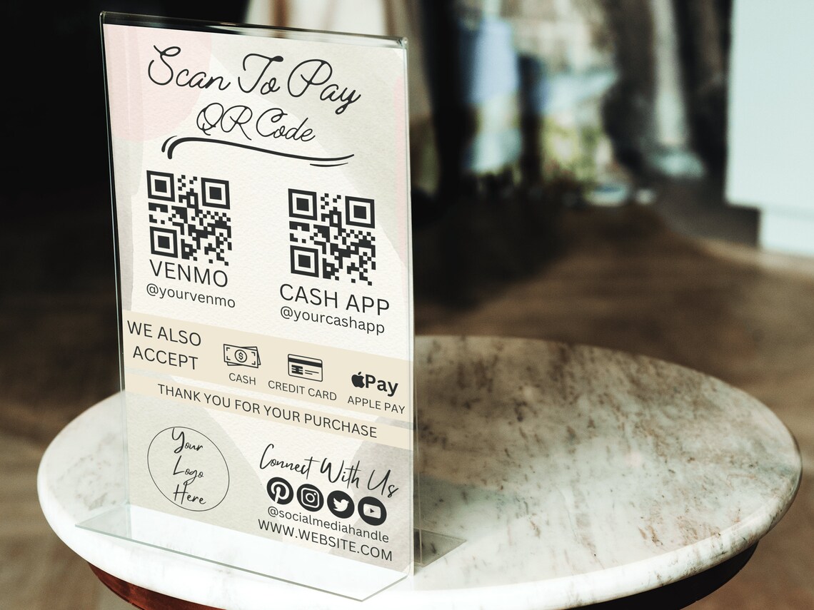 Scan to Pay QR Code, Printable Payment Sign, Editable QR Code Sign ...