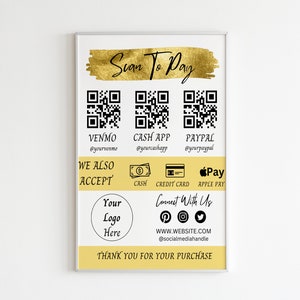 Editable QR Code Sign, Scan to Pay Template, Venmo, Scan to Pay Sign ...